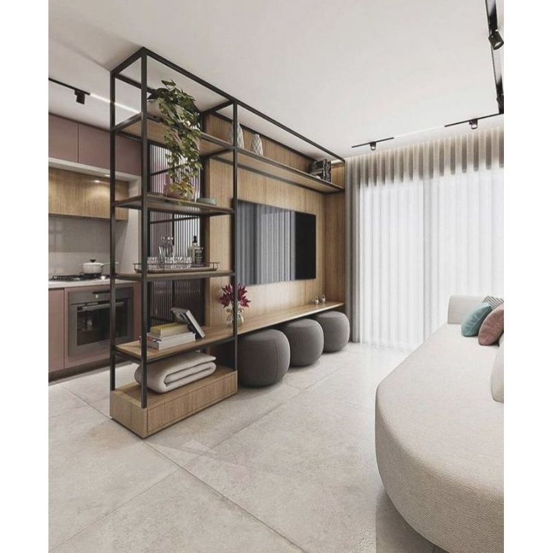 Jual partisi sekat ruangan dua sisi minimalis industrial besi q-010001 ...