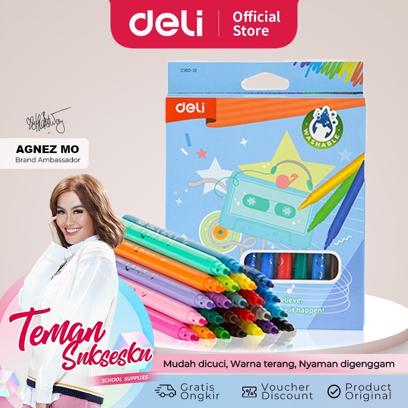 Jual Spidol Deli Felt Pen CC160 Agnez Mo 24 Warna | Shopee Indonesia