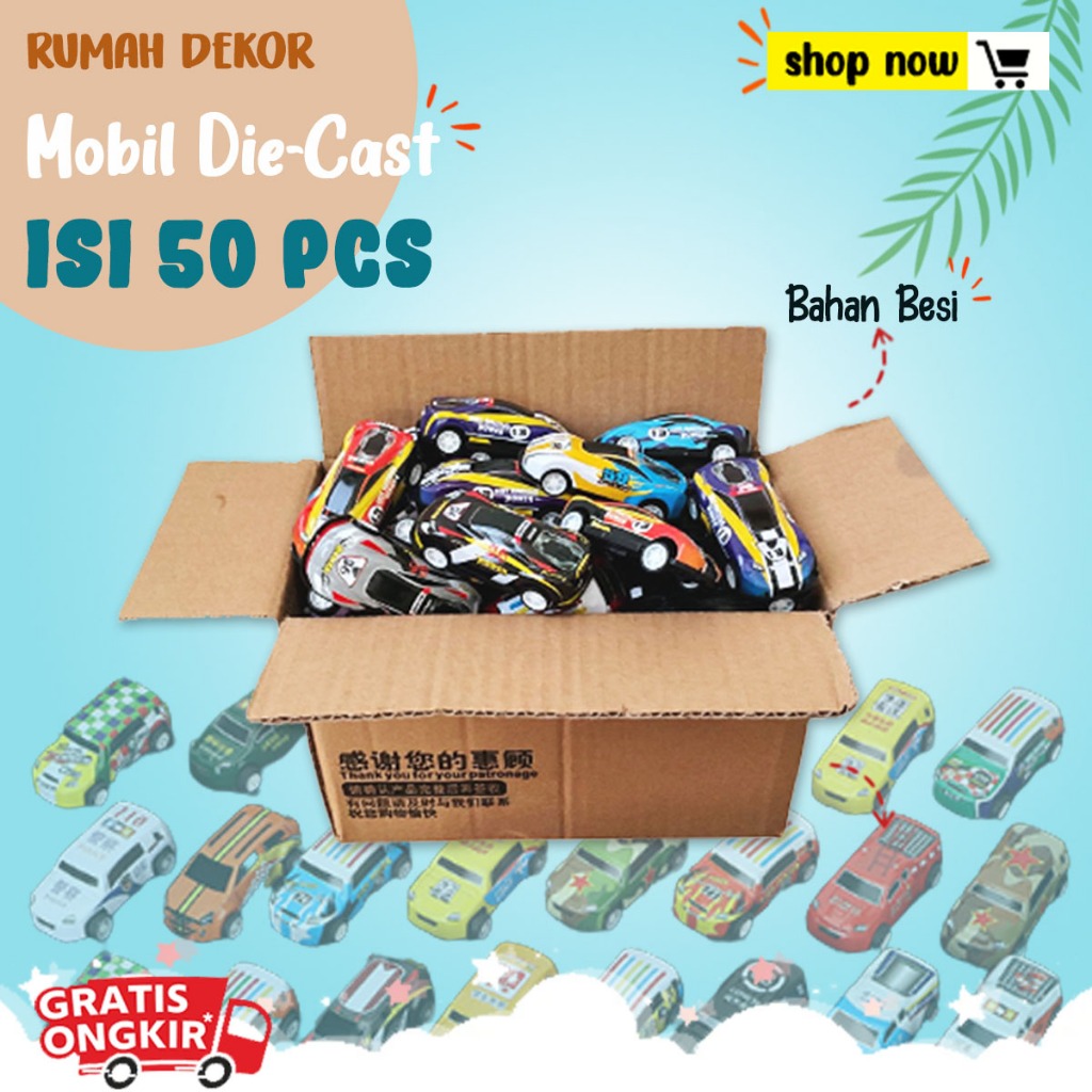 Jual 50PCS Mainan Mobil Mobilan Die Cast Box Container Metal Besi ...