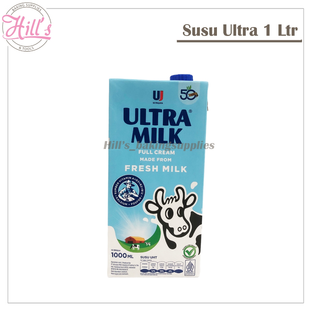 Jual SUSU UHT ULTRA MILK 1 Ltr FULL CREAM HALAL / VANILA ULTRAMILK 1L ...