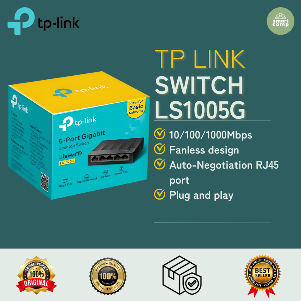 Jual TP-LINK LS1005G 5-Port 10/100/1000Mbps Desktop Switch Gigabit Ethernet | Shopee Indonesia