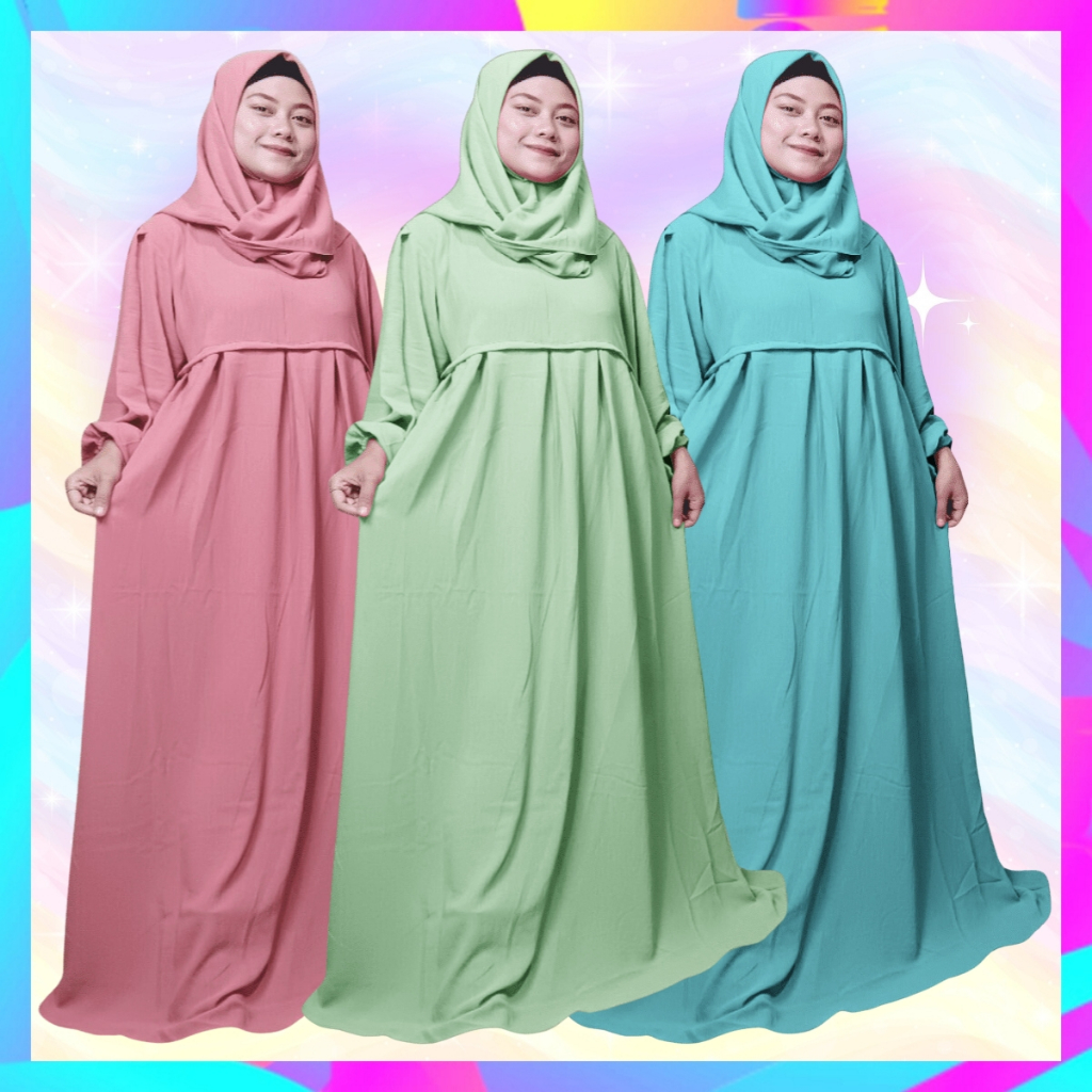 Jual Gamis Crinkle Premium Set Hijab Segi 4 Polos Terbaru 2025, gamis ...