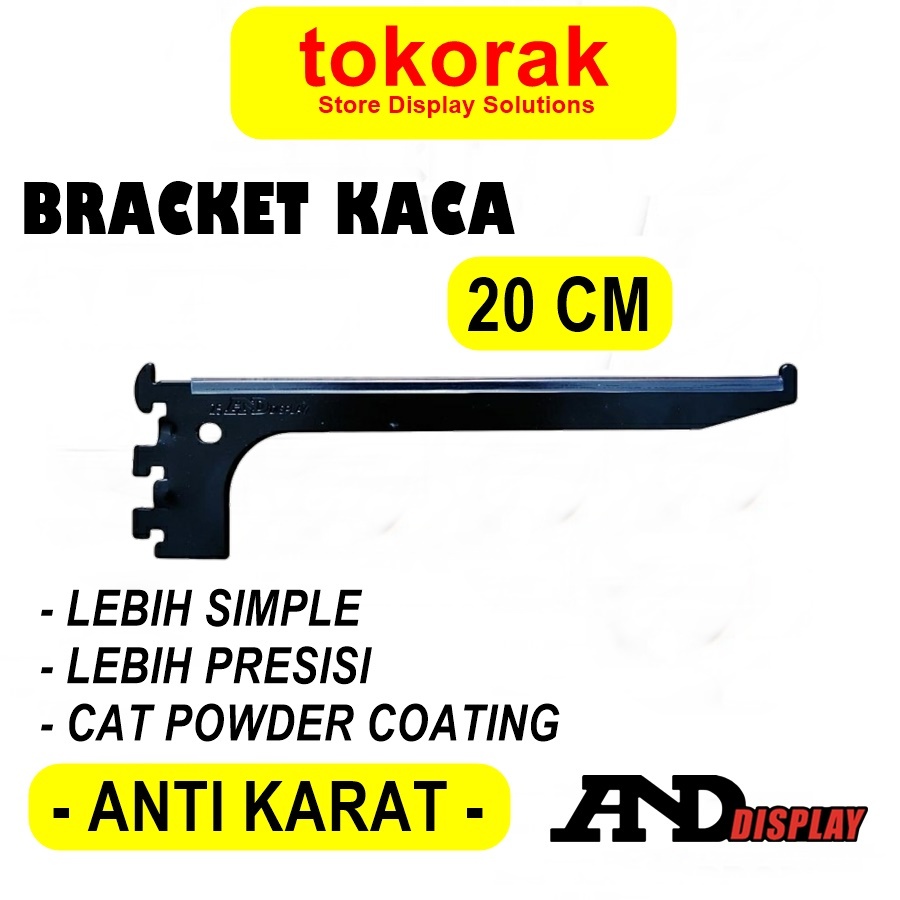 Jual BRACKET KACA 20 CM HITAM DAUN BRAKET SIKU AMBALAN RAK DINDING 20CM ...