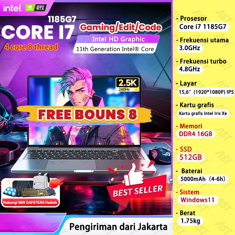 Jual AST laptop gaming Intel Core i7 1185G7 Baru Ram16G+512GB SSD 4 ...