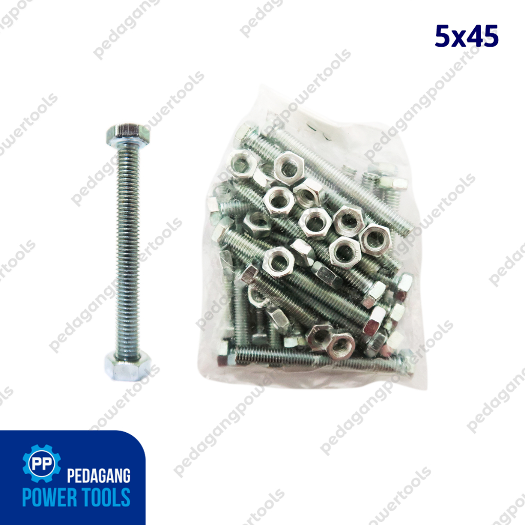 Jual JP Baut Mur M5 x 45 mm Isi 25 pcs Putih Kunci 8 Hexagon Skrup BM 5x45 | Shopee Indonesia