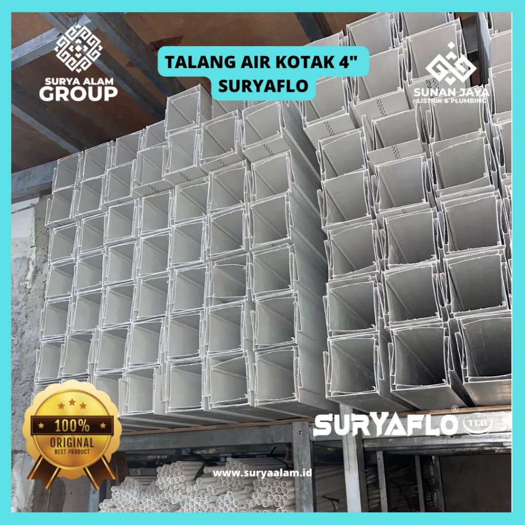 Jual TALANG PVC AIR 4” KOTAK PUTIH | MEREK SURYAFLO TLG – 4 METER AN ...
