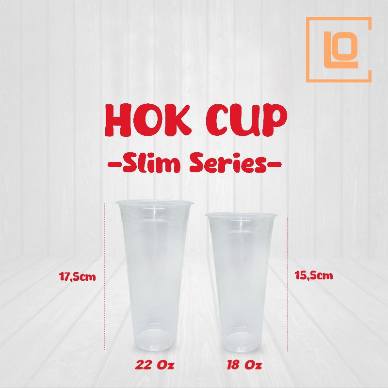 Jual Gelas Plastik Datar Merk HOK / Cup Slim 18 22 OZ Tebal @1 Dus ...
