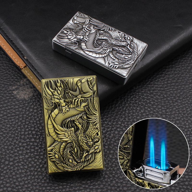 Jual Korek Api Las 2 Api Motif Naga Timbul Dragon 072 Mancis Dual Jet ...