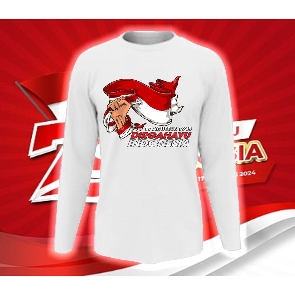 Jual Atasan Baju Lengan PANJANG Dewasa SPESIAL MERAH HUT 79 KEMERDEKAAN INDONESIA/Kaos panjang ...