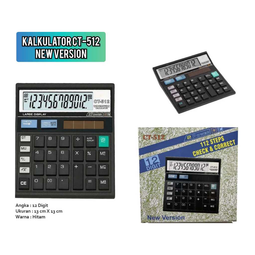 Jual Calculator CT-512 New version ATK-03/ Calculator digit cek and ...