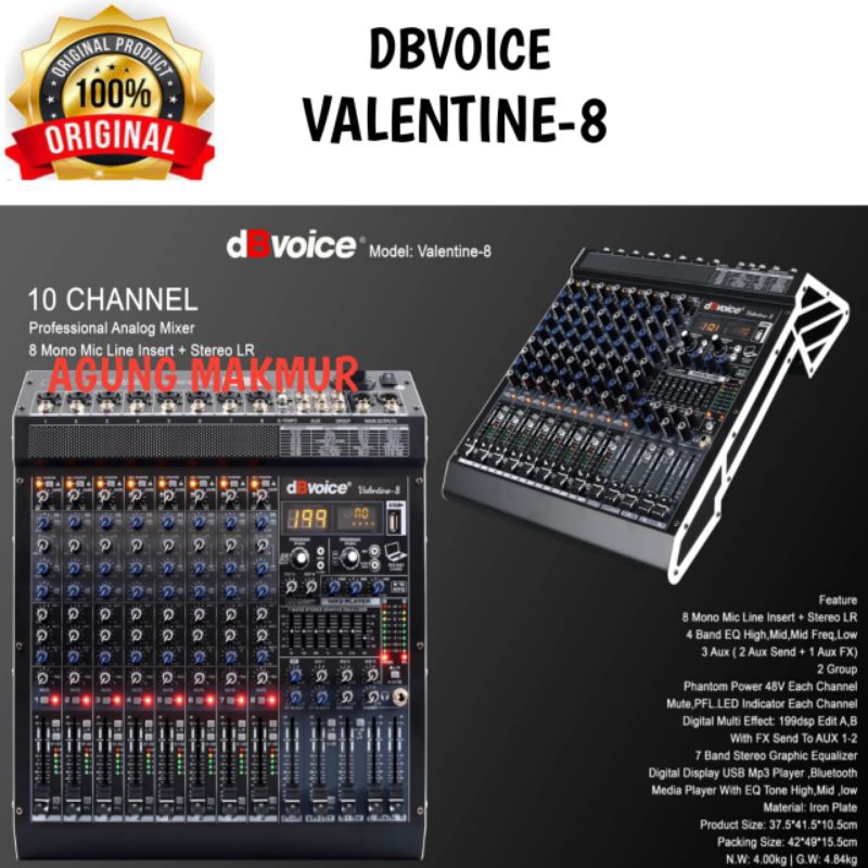 Jual Mixer dB Voice Valentine 8 Original 8 Channel dbVoice Valentine-8 ...