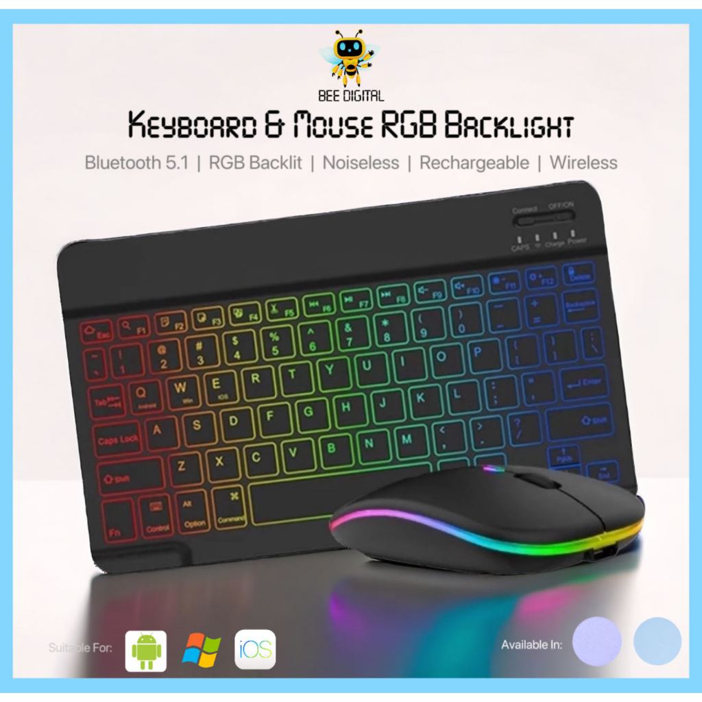 Jual Beedigital Cod 10inch Rgb Backlight Wireless Keyboard Bakclit Bluetooth Keyboard Mouse Set