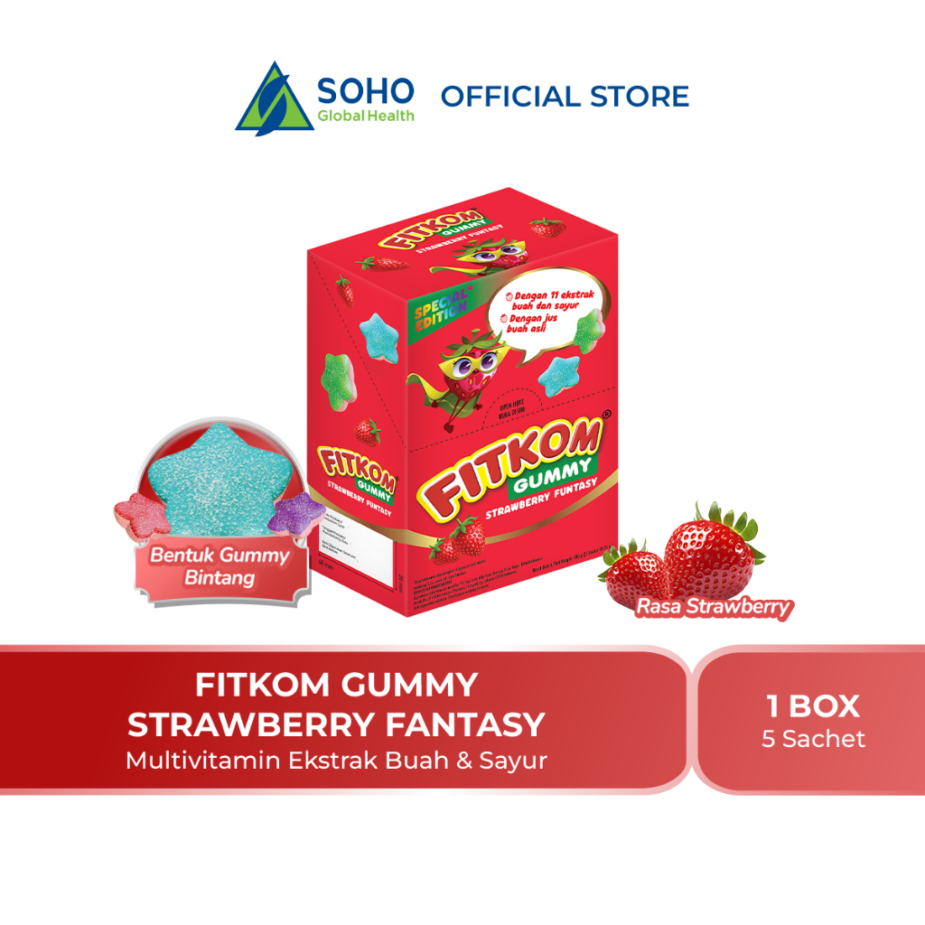 Jual Fitkom Gummy Special Edition Multivitamin Anak Rasa Strawberry 1 ...