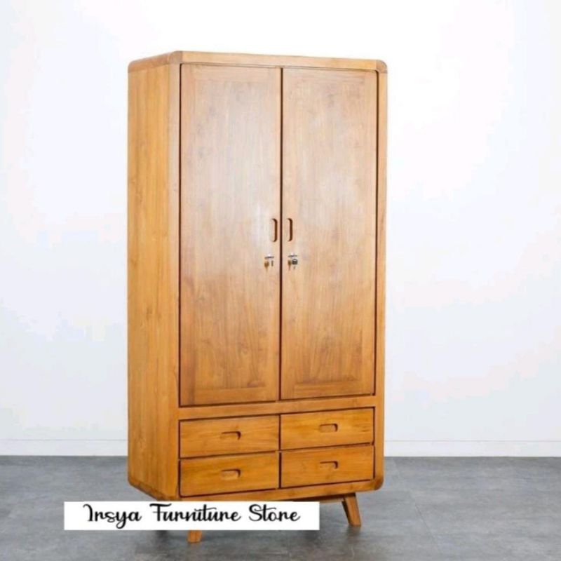 Jual Lemari 2 Pintu Kayu Jati Model Minimalis | Shopee Indonesia