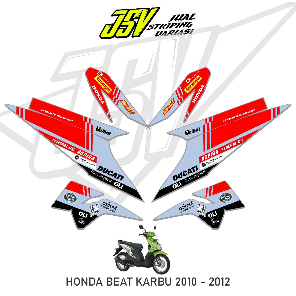 Jual Stiker Motor Honda Beat GRESSINI Livery Decal BeAt Team DUCATI ...