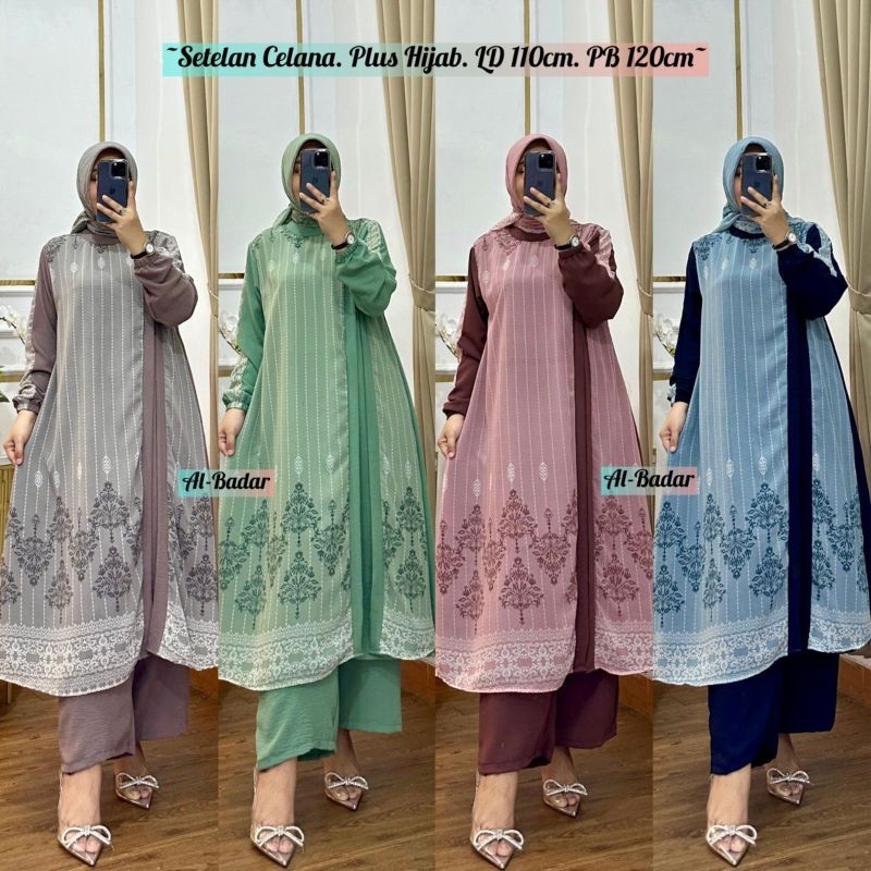 Jual Setelan Long Tunik Bahan Ceruty Mix Kringkel Ld 110 Cm Pb 125 Cm ...