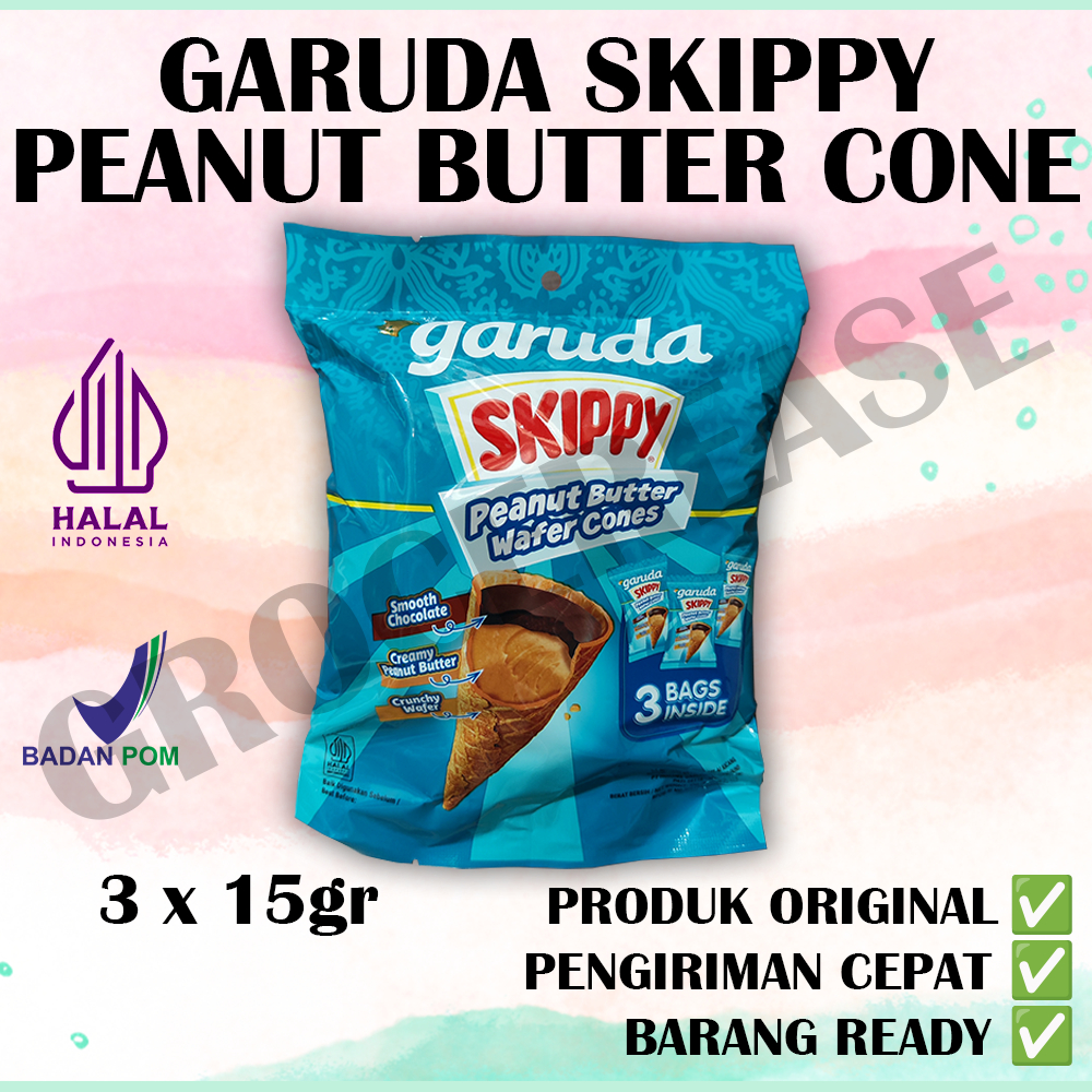 Jual Garuda Skippy Peanut Butter Wafer Cones Isi 3 45gr | Shopee Indonesia