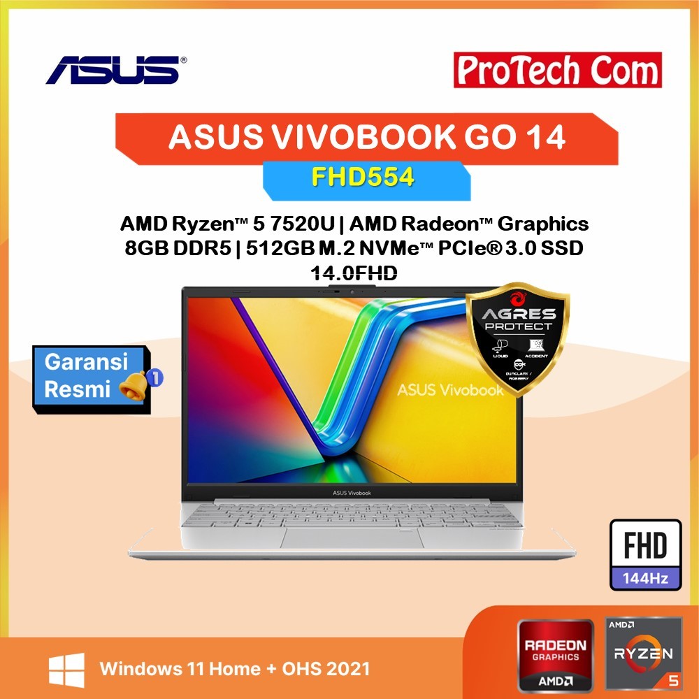 Jual ASUS VIVOBOOK GO 14 E1404FA RYZEN 5 7520 8GB 512GB W11+OHS 14.0FHD ...