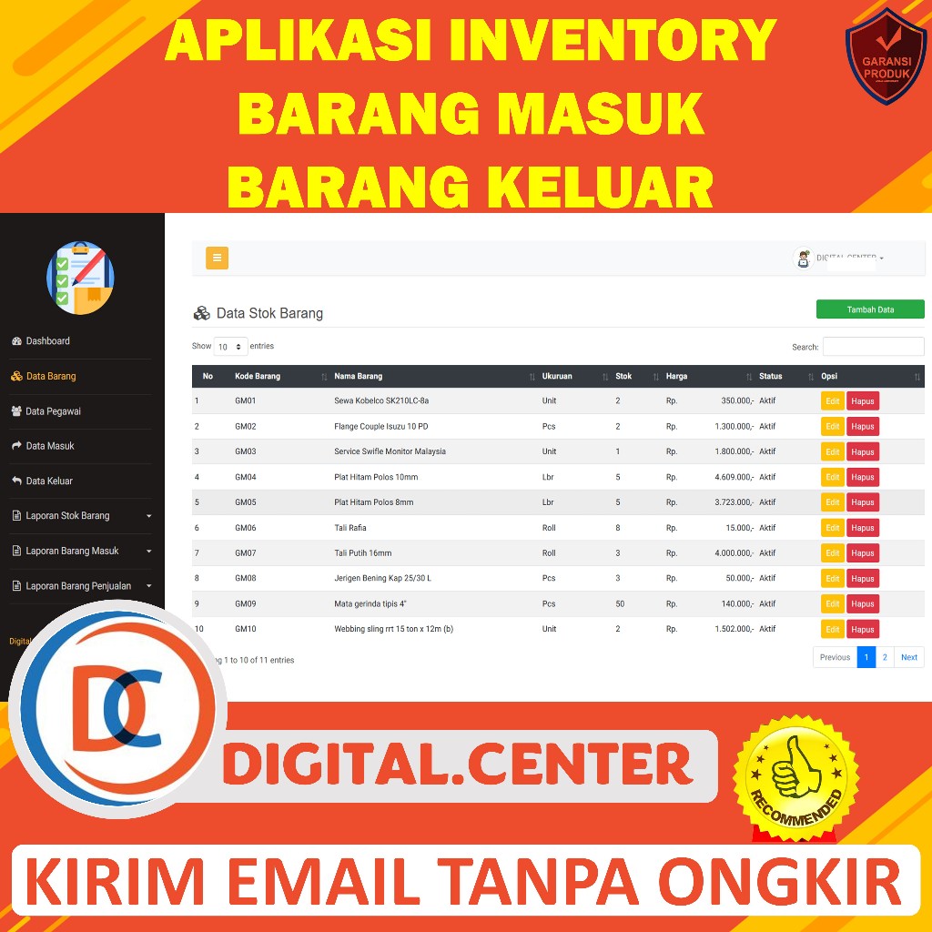 Jual Aplikasi Inventory Barang Masuk Barang Keluar Stok Barang dan ...