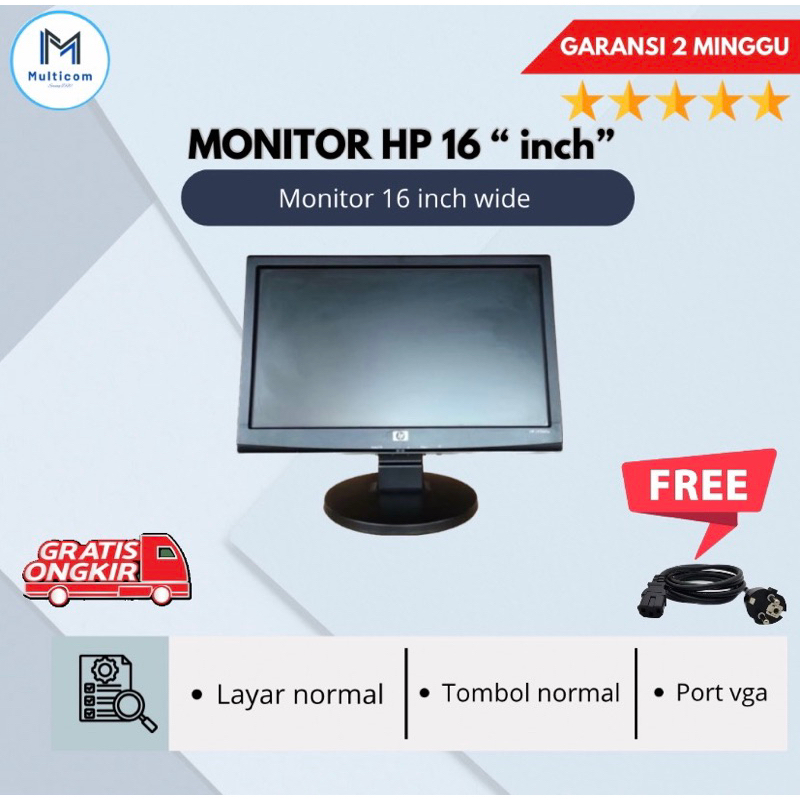 Jual lcd Monitor/pc/komputer/cctv 16 wide normal second bergaransi ...