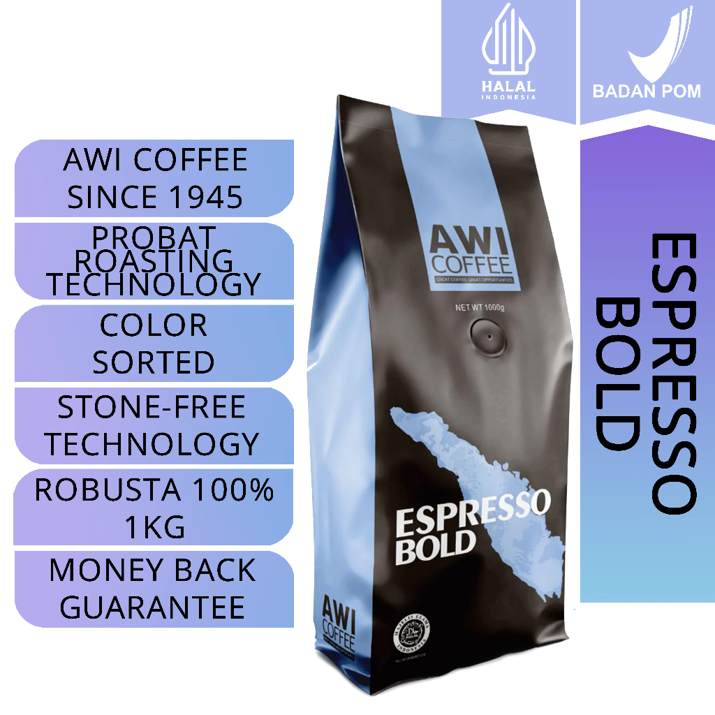 Jual Awi Kopi Espresso Bold Biji 1Kg | Roasted Coffee Beans | Robusta ...