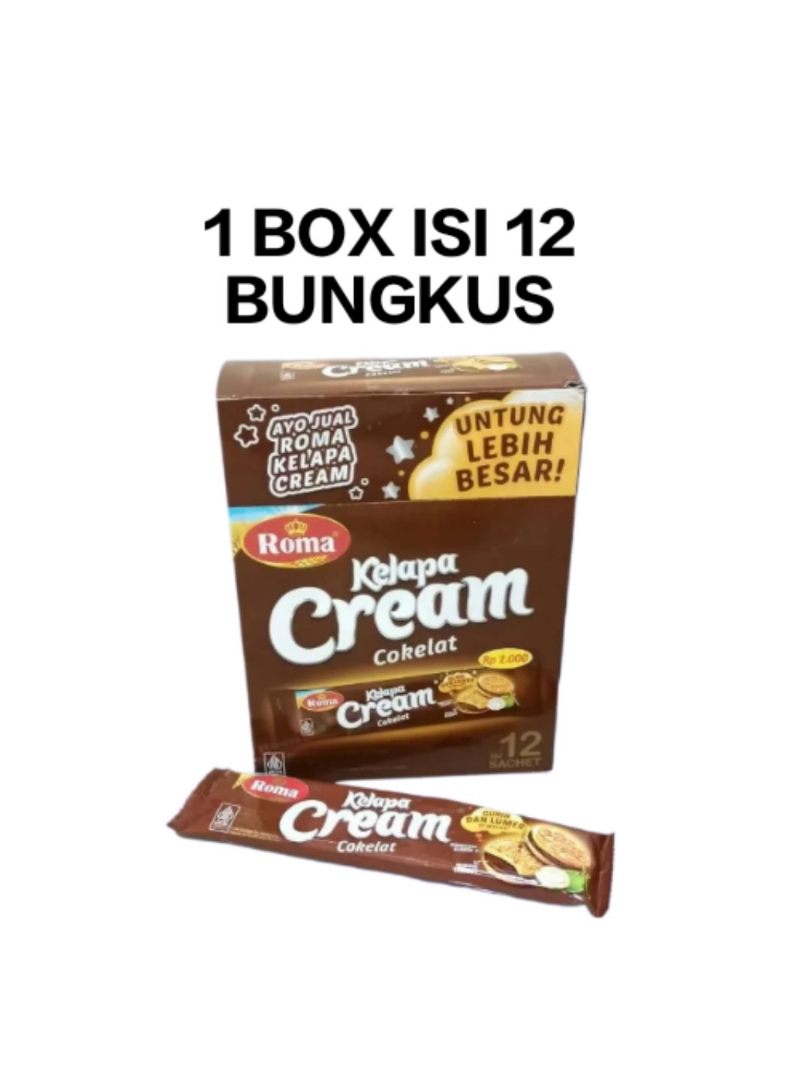 Jual ROMA KELAPA CREAM CHOKLAT DAN VANILA 42 GR (BOX ISI 12 PCS ...