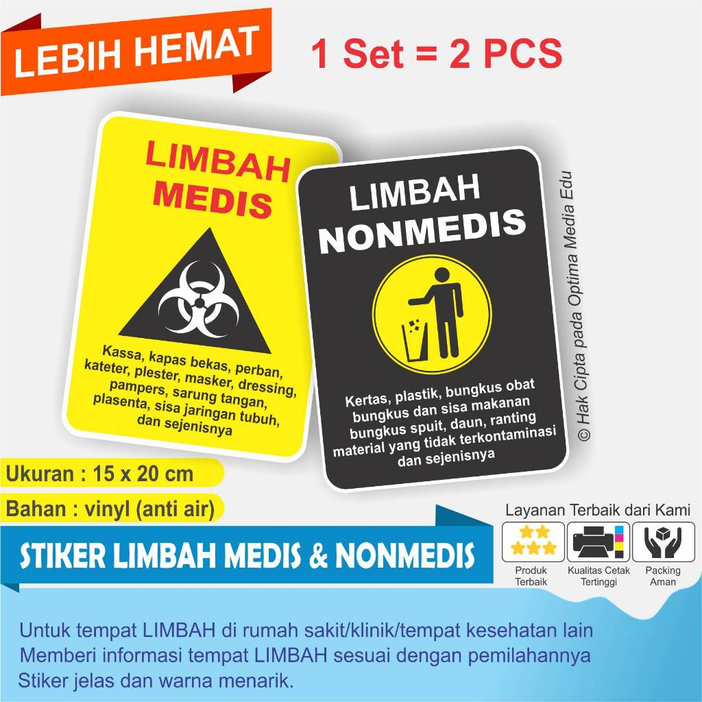 Jual CETAK STIKER UNTUK TEMPAT LIMBAH MEDIS DAN NON MEDIS 1 SET DAPAT 2 ...