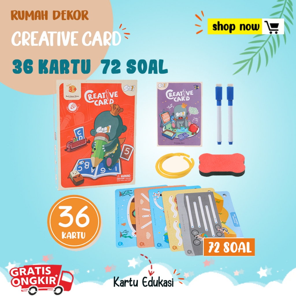 Jual 36 Kartu 2 Sisi Creative Flash Card Premium Menulis Full Color ...