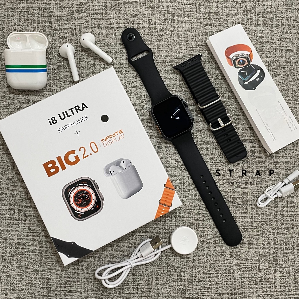 Jual Terpopuler Full Set Smartwatch i8 Ori Free TWS dan Strap Jam ...