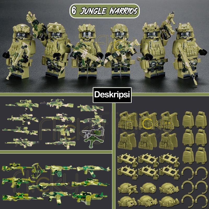 Jual Mainan balok Military Minifigure army Swat Team Pack Building ...