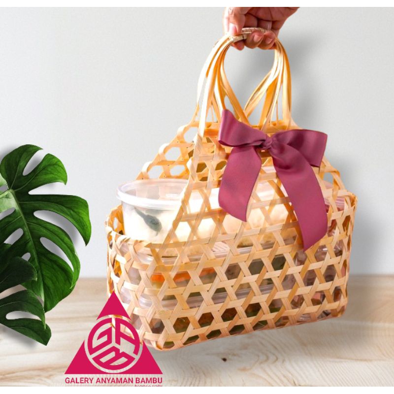 Jual Tas keranjang parcel hantaran / tas hampers / keranjang bingkisan anyaman bambu terbaru ...