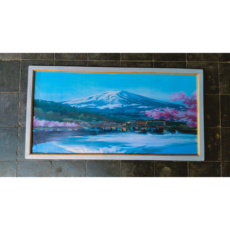 Jual hiasan dinding lukisan cetak gunung fuji sakura japan plus bingkai ...