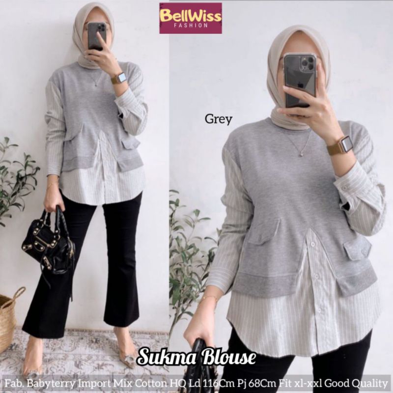 Jual Baju Blouse Wanita Premium Sukma Blouse By Bellwiss | Shopee Indonesia