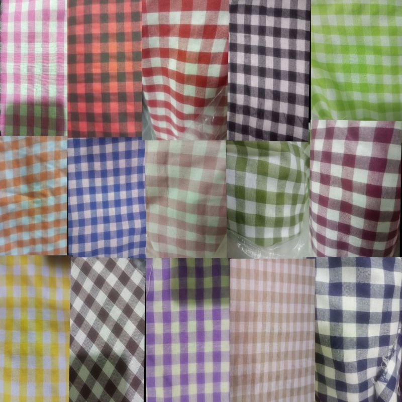 Jual kain motif kotak kotak 1cm Polyester yandred meteran | Shopee ...
