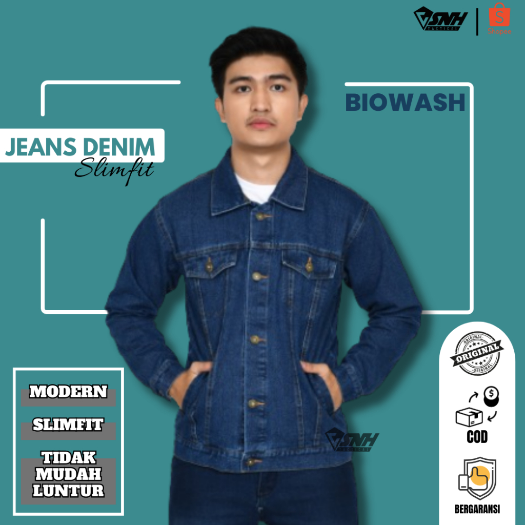 Jual ASNH Jaket Jeans Slim Fit Bahan Denim Premium Tidak Mudah Luntur ...