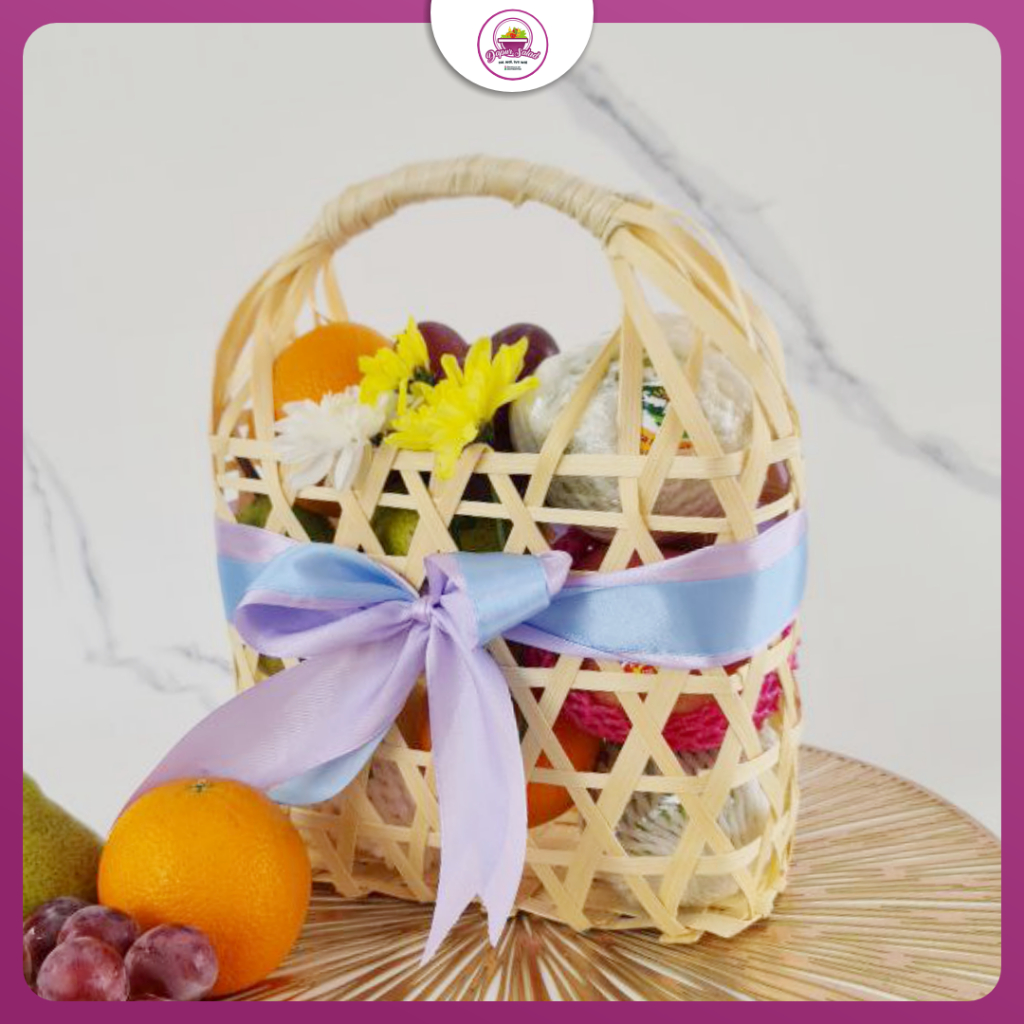 Jual Parcel Buah Segar Tas Bambu Premium Free Kartu Ucapan Bunga Kain ...
