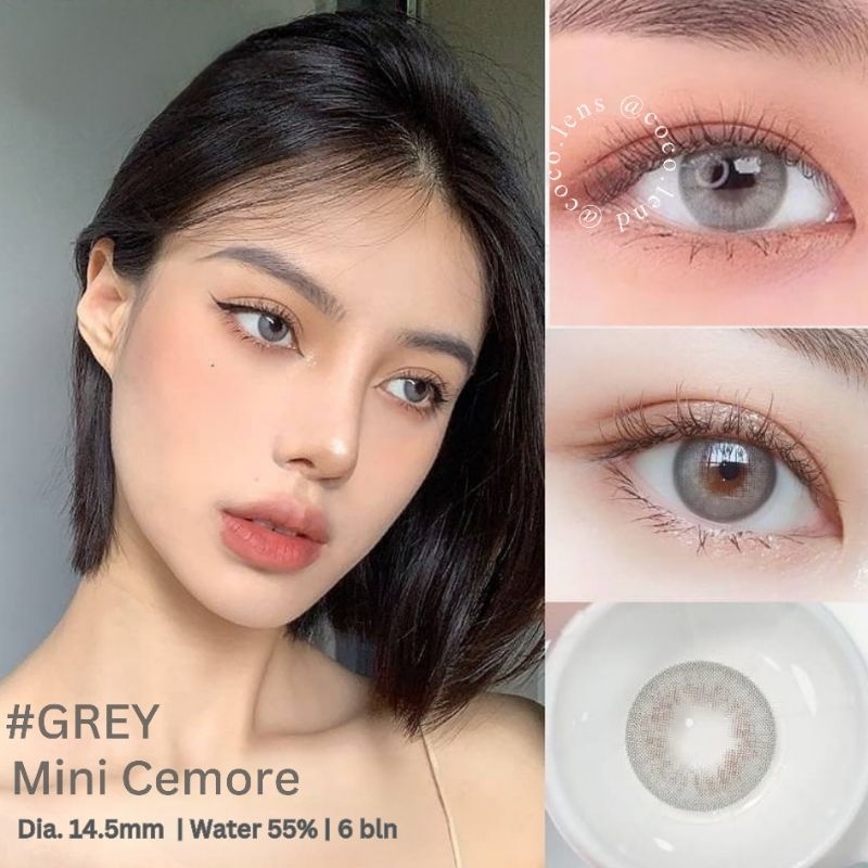 Jual ORIGINAL Softlens Mini Cemore Gray Grey Abu Kitty Kawaii Normal Minus (0.00 s.d -10.00 ...