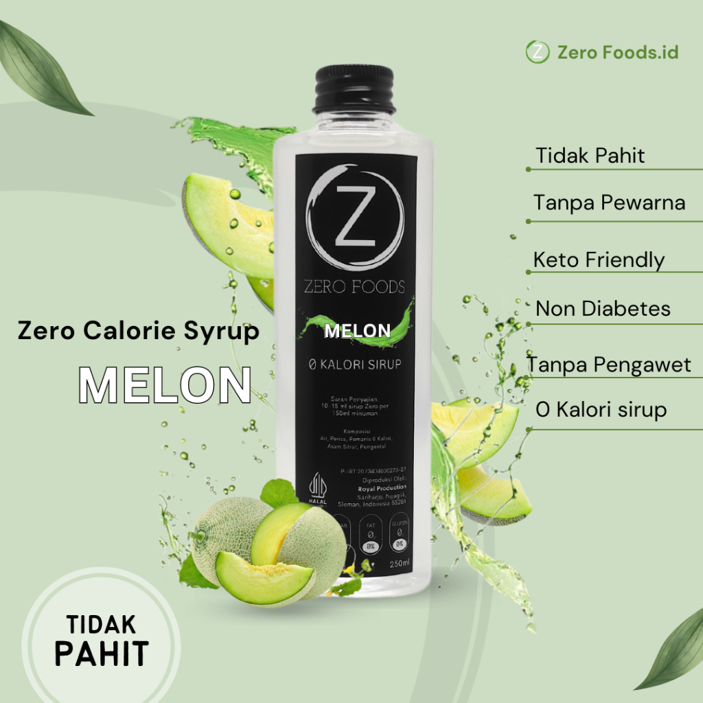 Jual Zero Foods Diet Keto Melon Syrup - 0 Kalori Sirup - Sirup Melon 0 ...