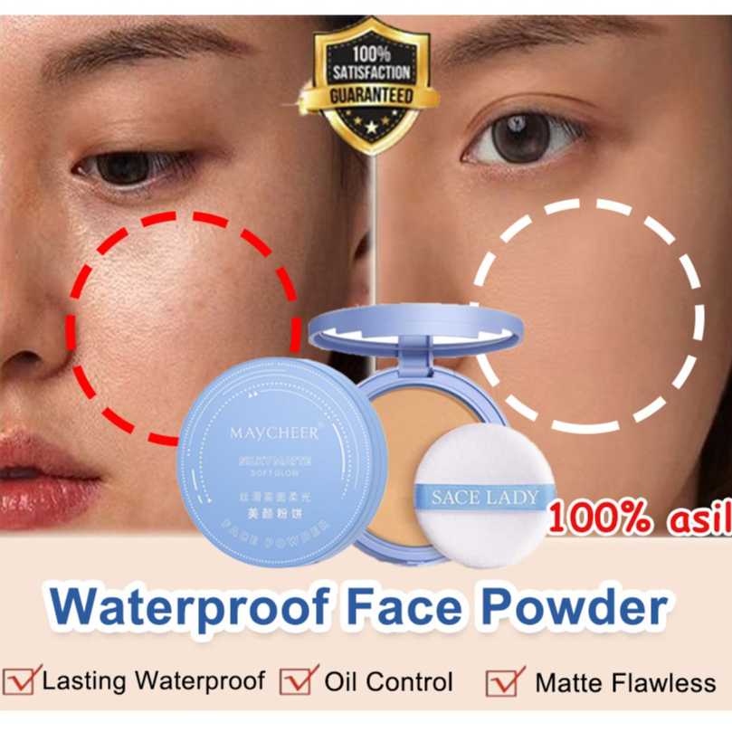 Jual Waterproof Face Powder Oil Control Bedak Padat Tahan 24H Natural ...
