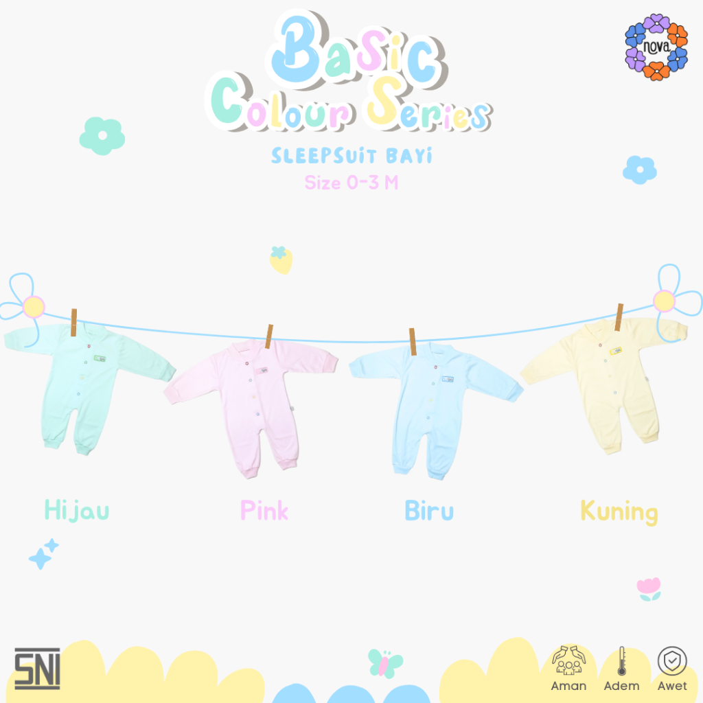 Jual NOVA Basic Colour Series - Sleepsuit Bayi - Sleepsuit Newborn 0-3 ...