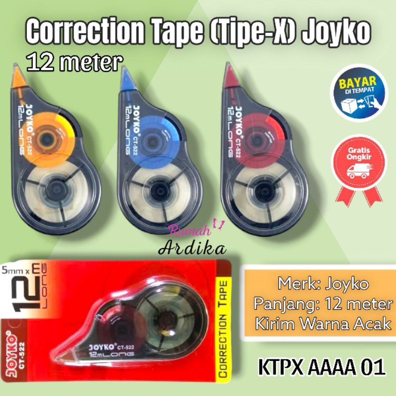 Jual Stipo Kertas Tipe Ex Joyko 12 meter Tipe-X Joyko CT-522 KTPX ...