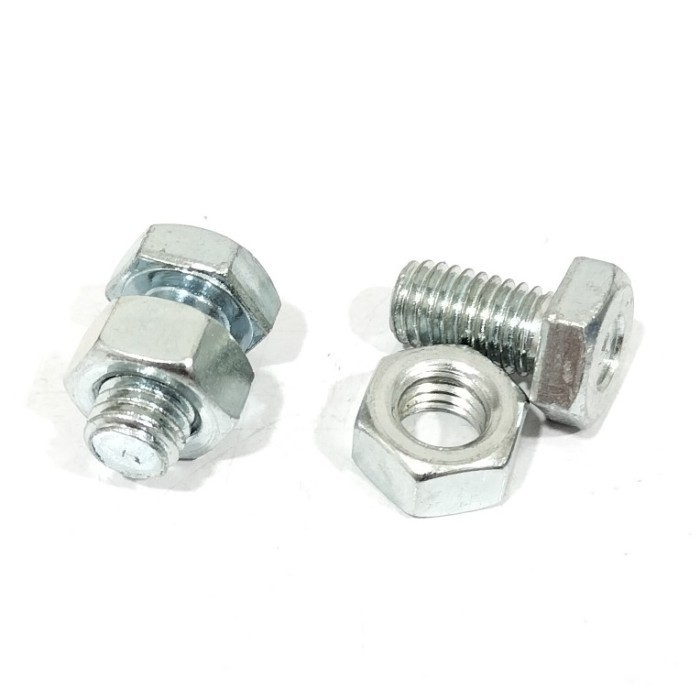 Jual Baut Mur Putih M8x15 baut besi rak plat siku lubang mur baut galvanis | Shopee Indonesia