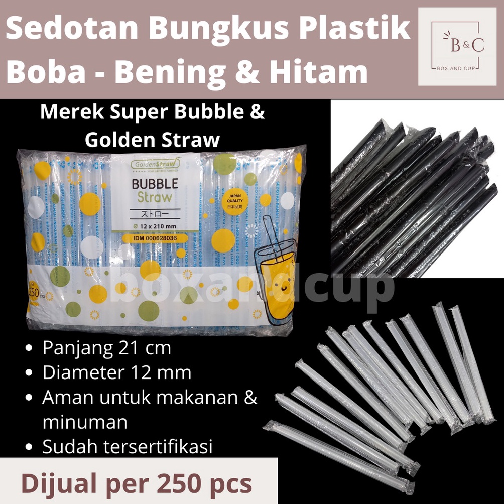 Jual KODE U15Y Sedotan Pipet Straw Bubble Boba Plastik Steril Lancip ...