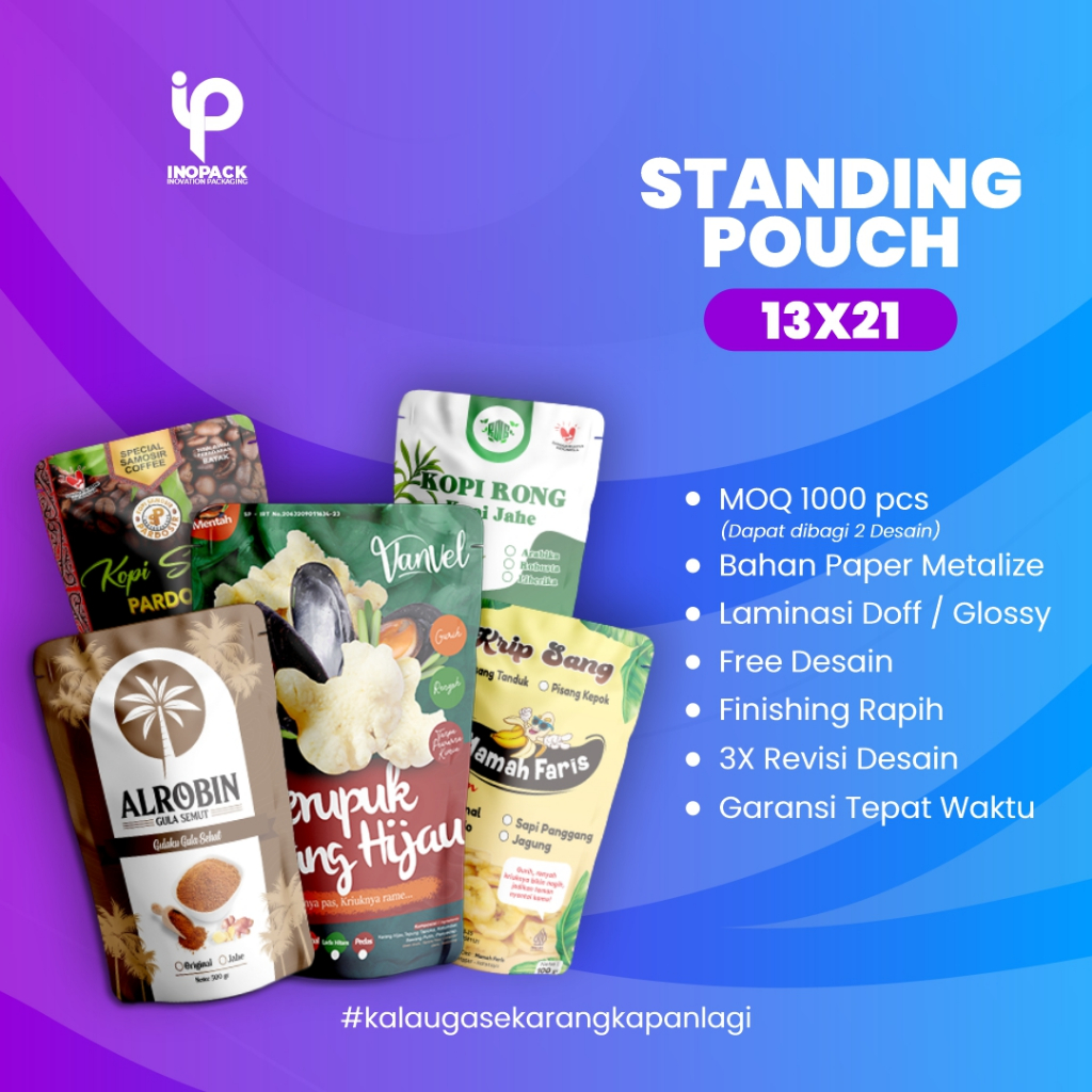 Jual Kemasan Standing Pouch Custom Ukuran 13X21 | Shopee Indonesia