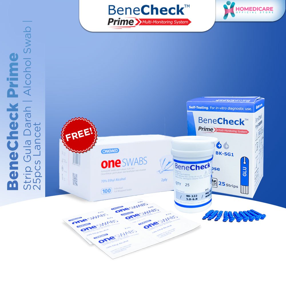 Jual Paket Strip Benecheck Prime (Glukosa) - Free Alcohol Swab & Lancet ...