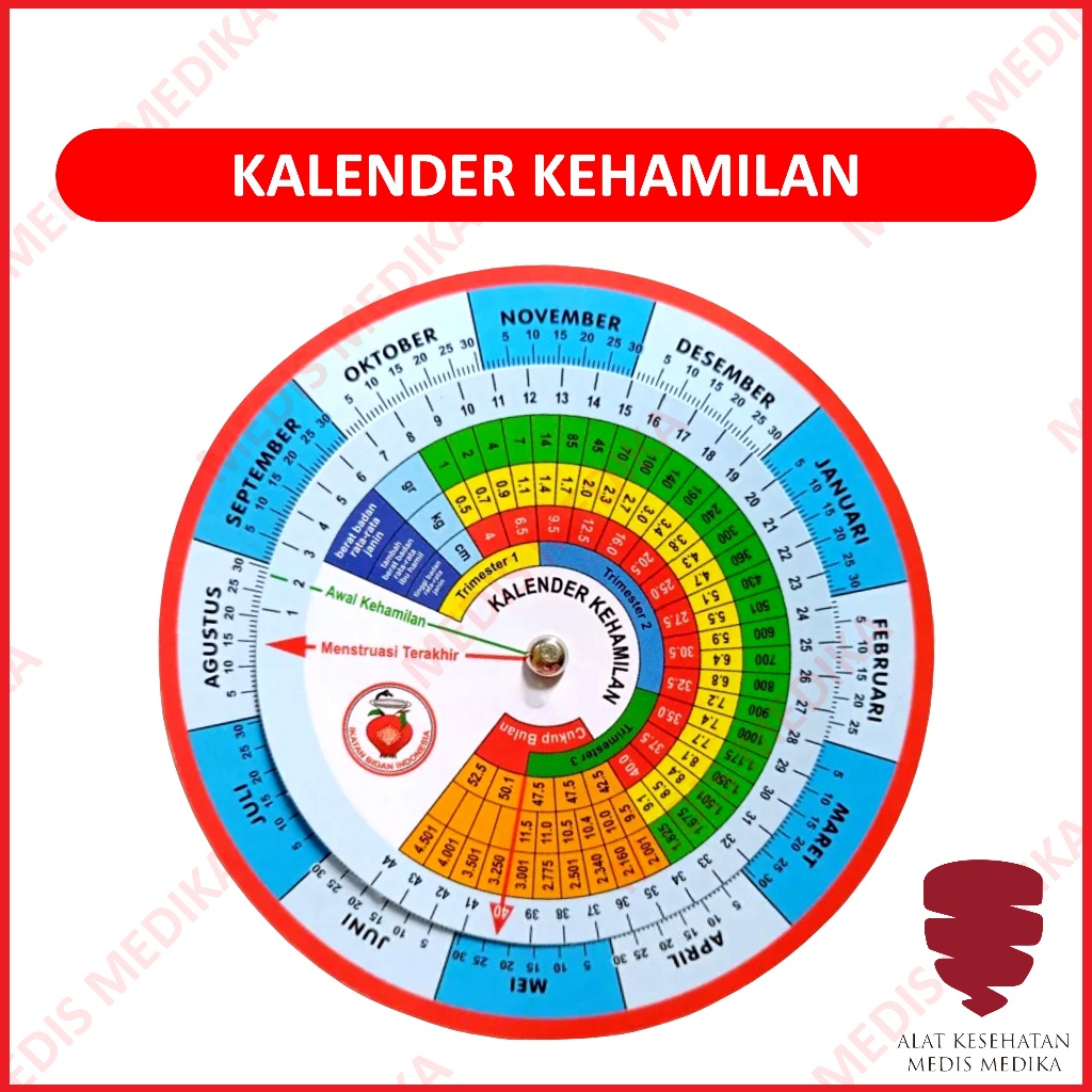 Jual Kalender Kehamilan Linset Putar Cek Menghitung Usia Janin Hamil ...