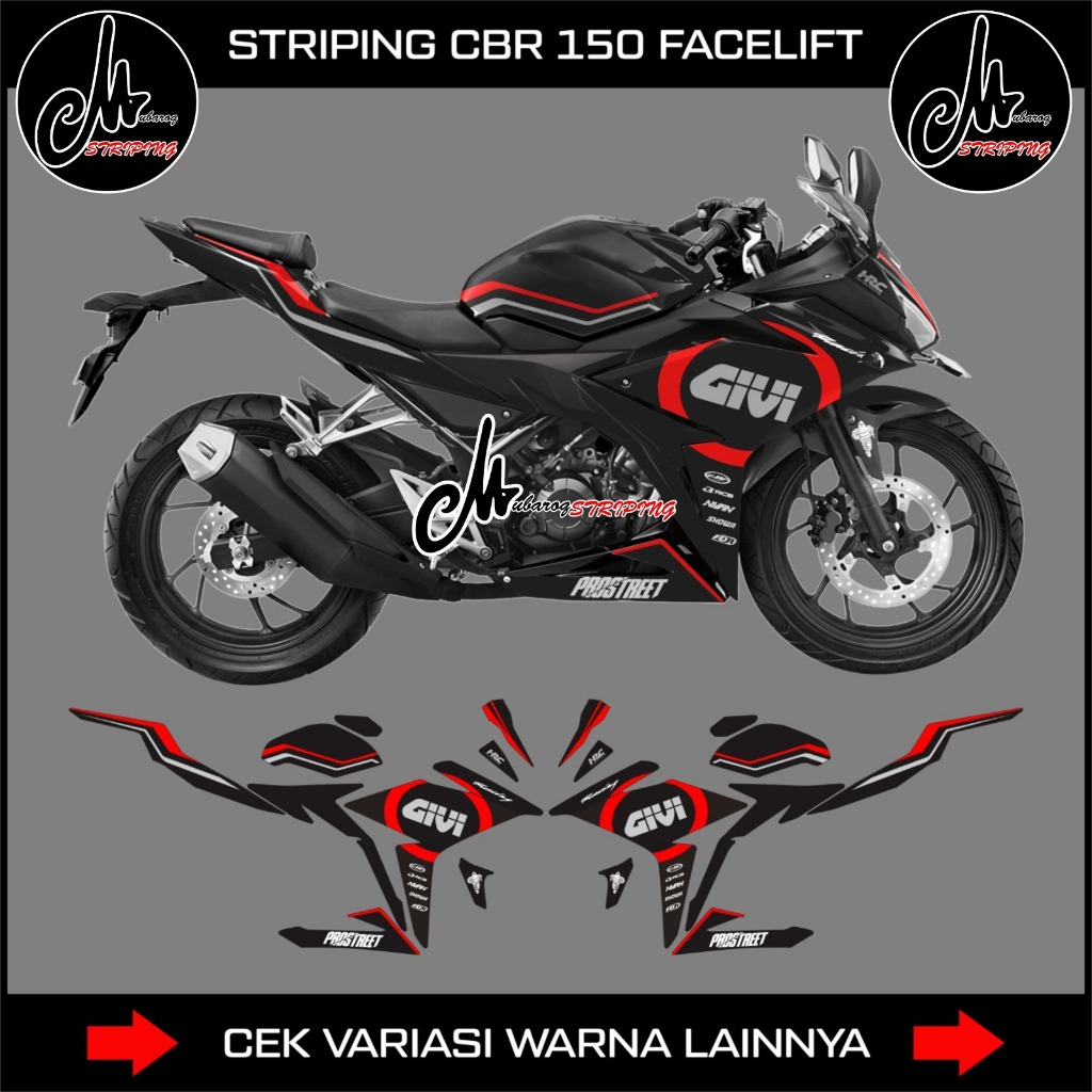 Jual Stiker Striping Honda Cbr 150r Facelift Motif GIVI / Sticker Decal ...