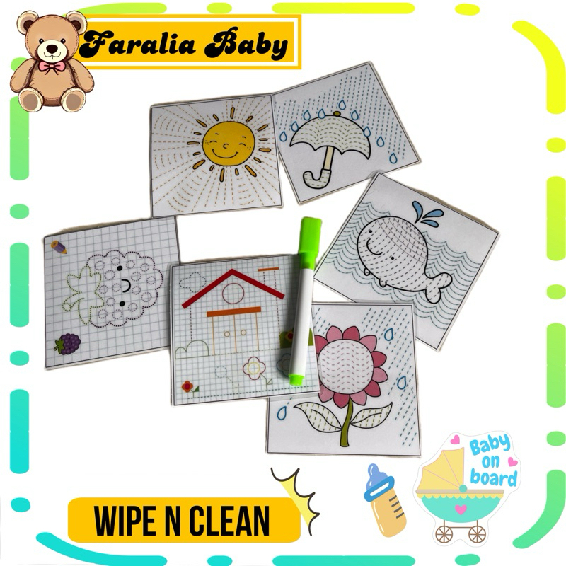 Jual Wipe and Clean Tracing Card Line Kartu Belajar Menulis Bergambar ...