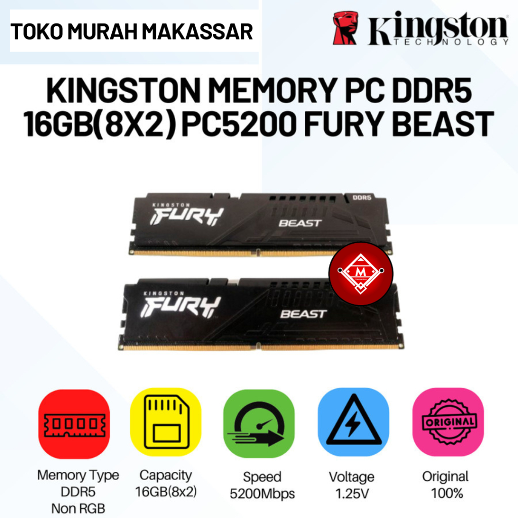 Jual Kingston Memory Hyperx Furry DDR5 16GB (2x8GB) 5200mhz / MEM13-KIN ...