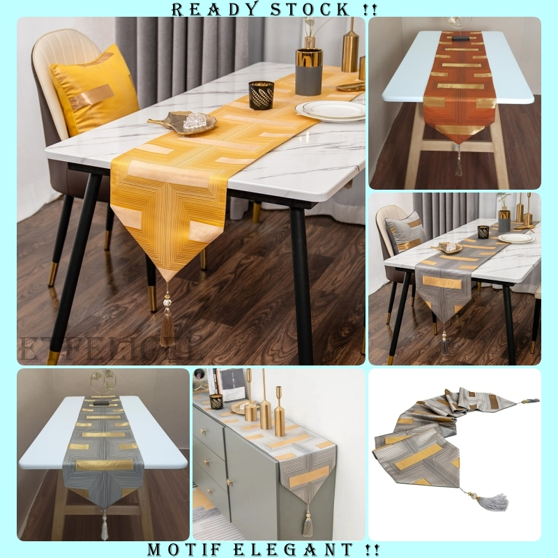 Jual ETFELICEL Nordic Table Runner Gold Blok / Taplak Meja Tamu Meja ...